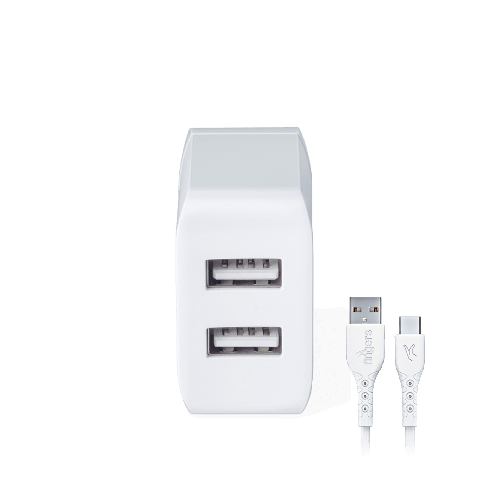 Front view of FINGERS PA-DualUSB Mobile Adapter with two ports along ...