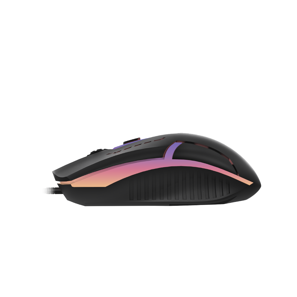 Side angle view of FINGERS BlazingHit Wired Mouse with RGB lighr