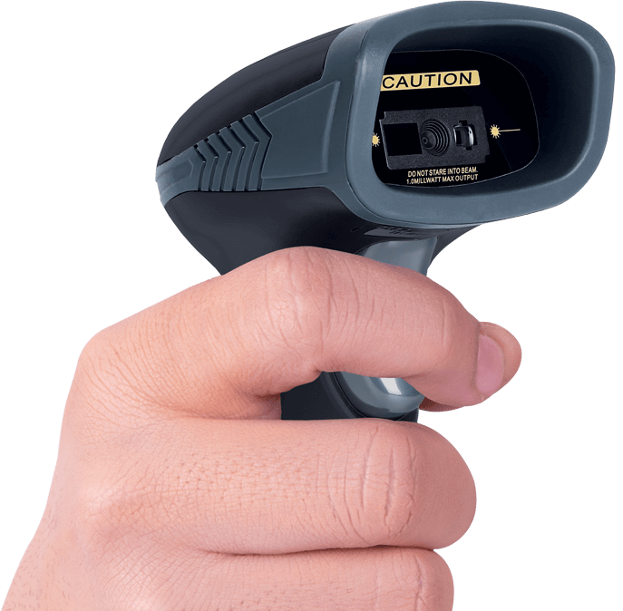 FINGERS 2D-QuickScan WL5 Barcode Scanner wrapped around by the palm